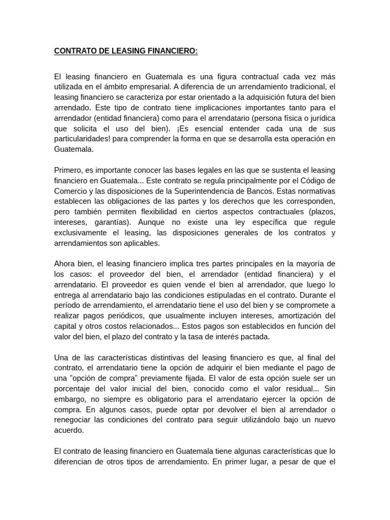 Contrato de Leasing Financiero4 | PDF | Business | Economias
