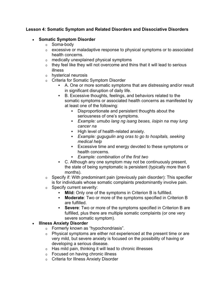 Lesson 4 | PDF | Dissociation (Psychology) | Mental Disorder