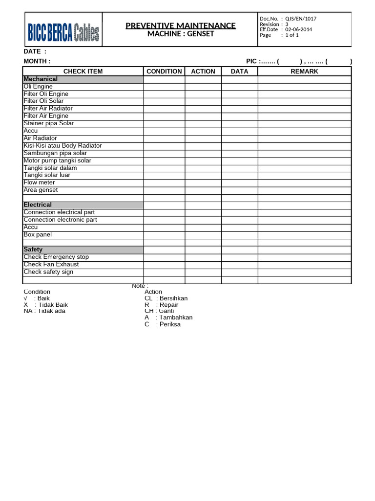 Preventive Maintenance Checklist Guide | PDF | Manufactured Goods ...
