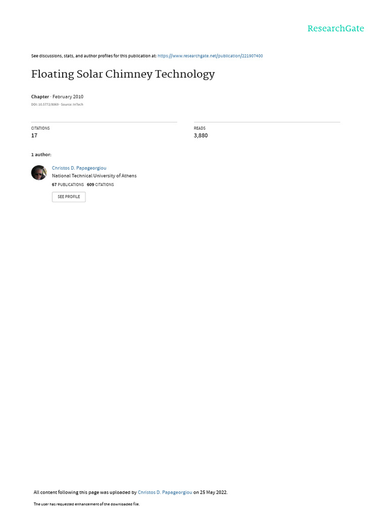 Floating Solar Chimney Technology: February 2010 | PDF | Heat Transfer ...