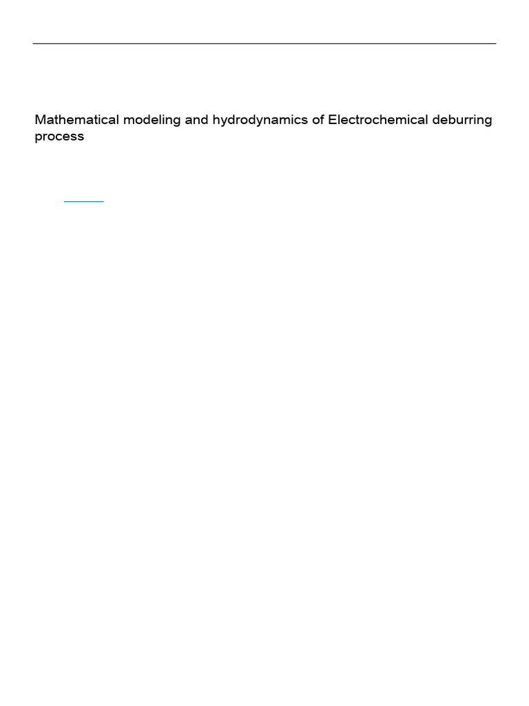 Mathematical Modeling and Hydrodynamics of Electro | PDF | Electrical Resistivity And ...