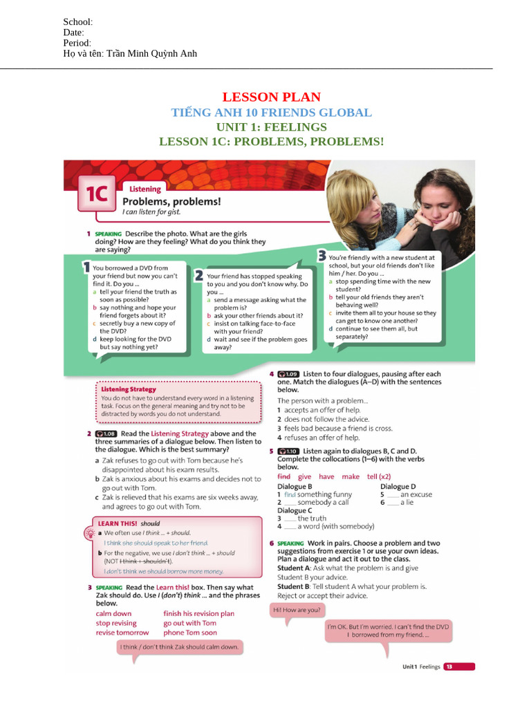 Lesson Plan: Giving Advice in English | PDF | Vocabulary | Lesson Plan