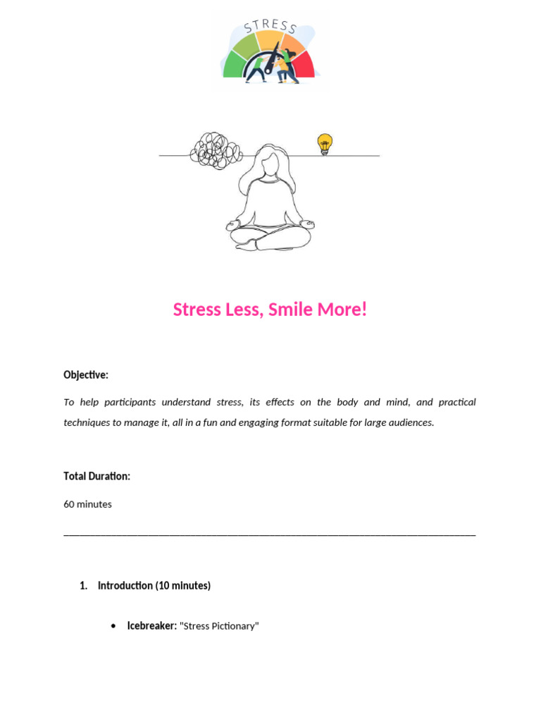 Stress Less, Smile More Module | PDF | Communication | Stress (Biology)