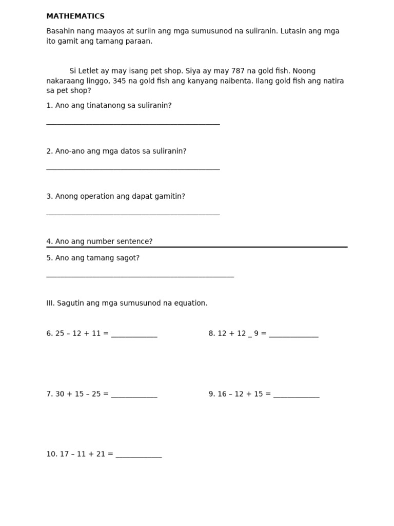 G2 Math and English Week3-4 | PDF
