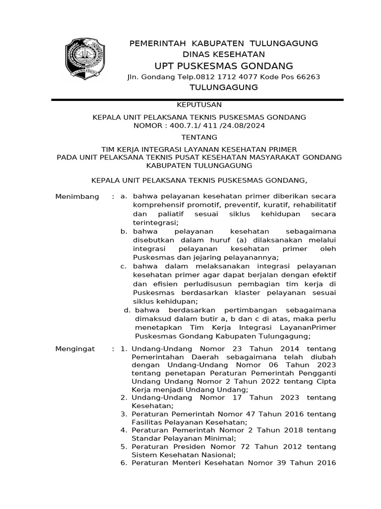 SK - Tim Kerja | PDF