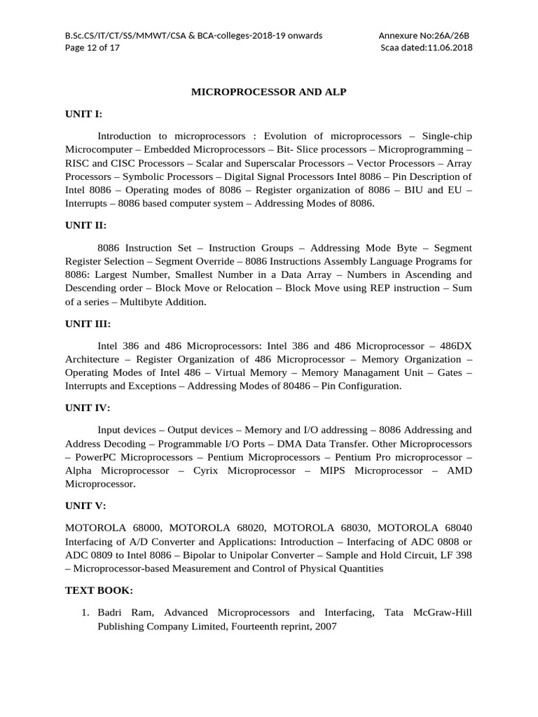 0 Syllabus | PDF | Microprocessor | Central Processing Unit