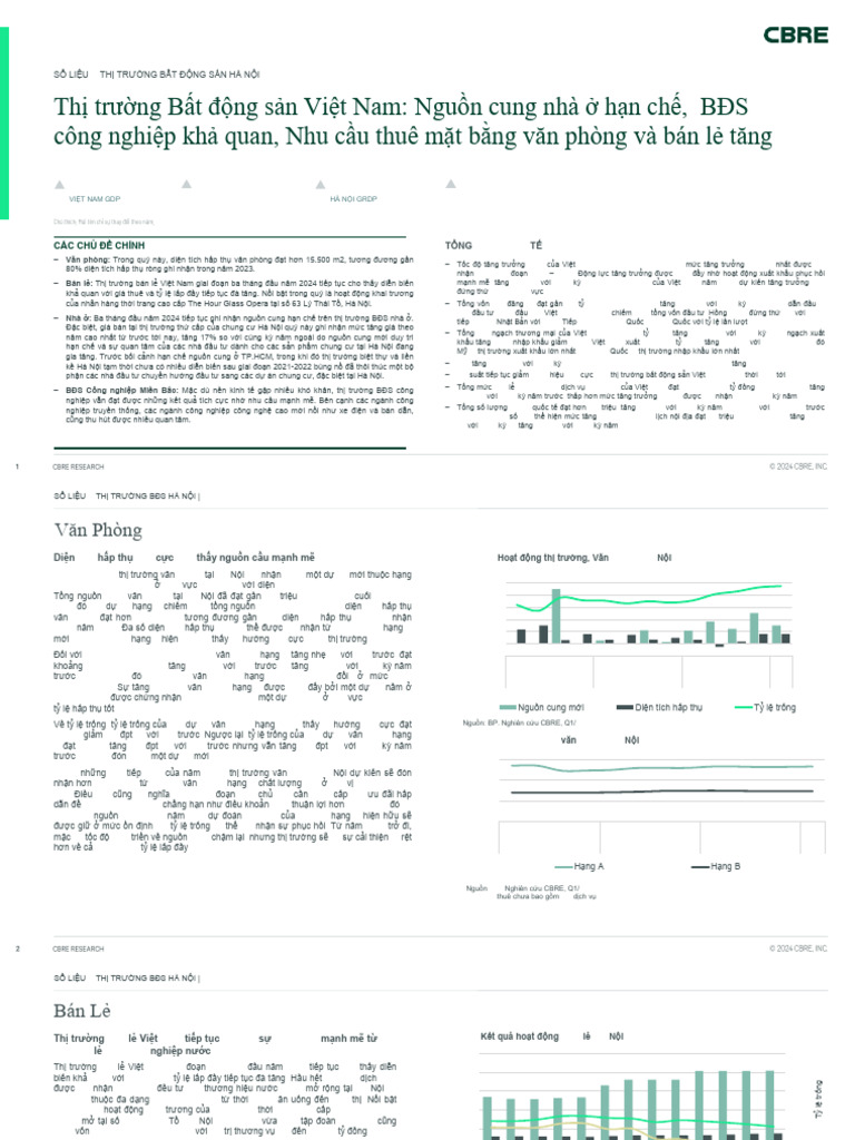 Cbre Vietnam Hanoi Figures q1 2024 VN | PDF