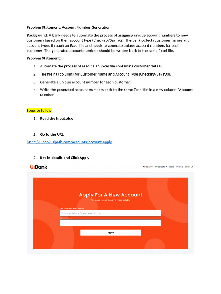 Account Number Creation | PDF