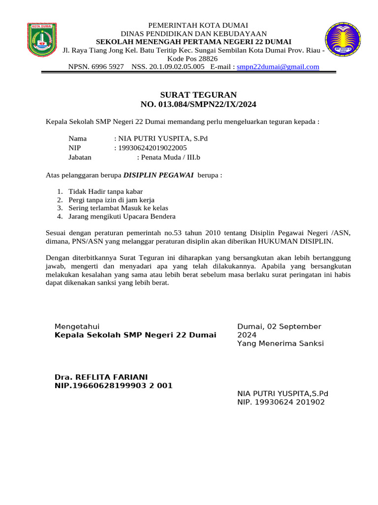 Surat Teguran Asn | PDF