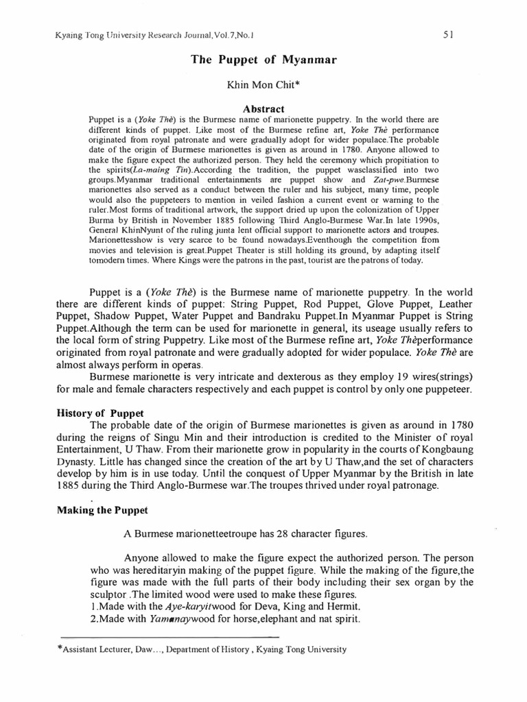 The Puppet of Myanmar | PDF | Puppetry | Myanmar