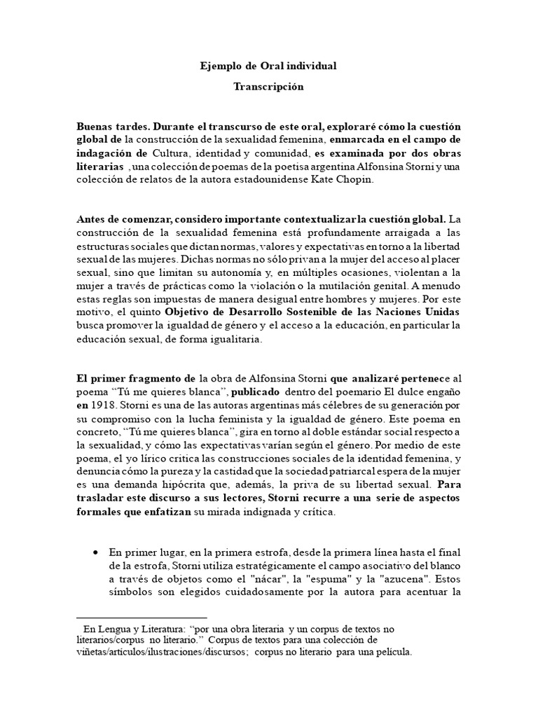 Ejemplo de Oral Individual | PDF | Mujer | Sexualidad Femenina Humana Ejemplo de Oral Individual | PDF | Mujer | Sexualidad Femenina Humana