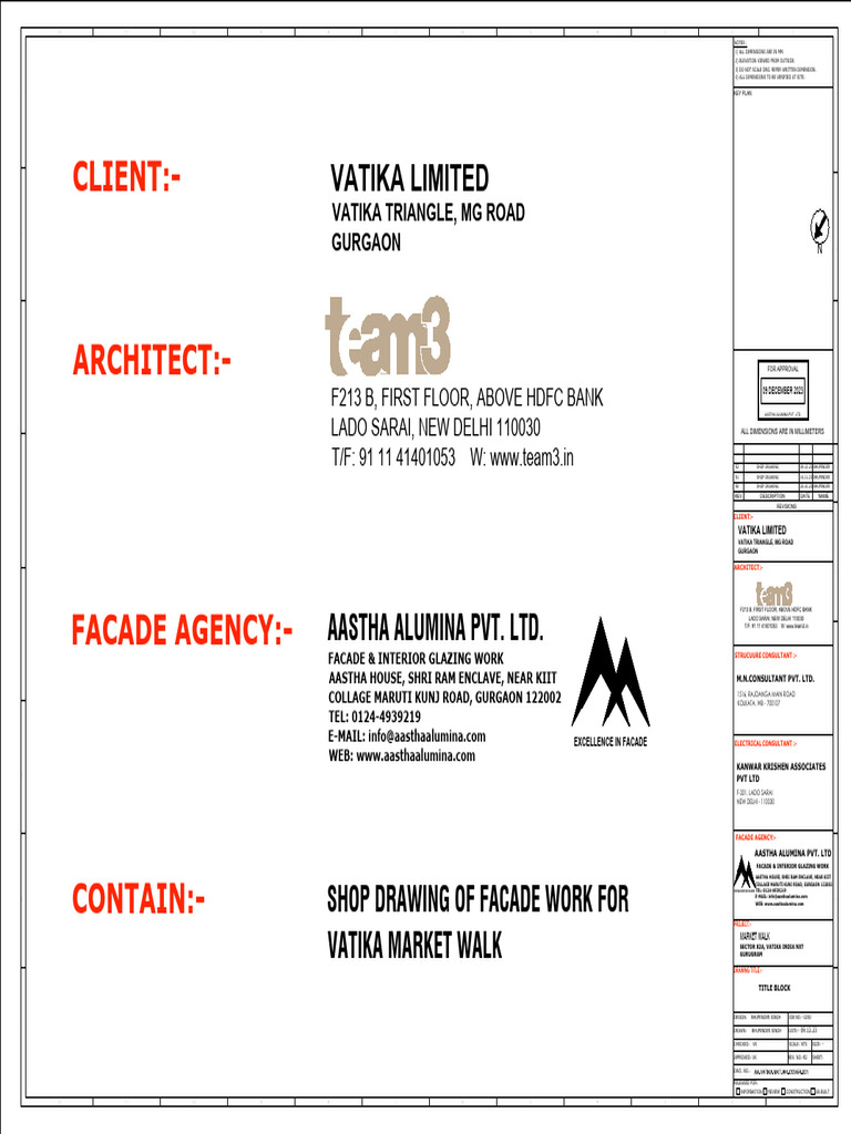 Revised Shop Drawing For Vatika Market Walk | PDF | Civil Engineering ...