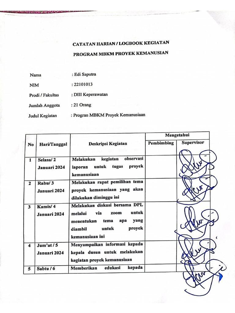 Logbook Prokem | PDF