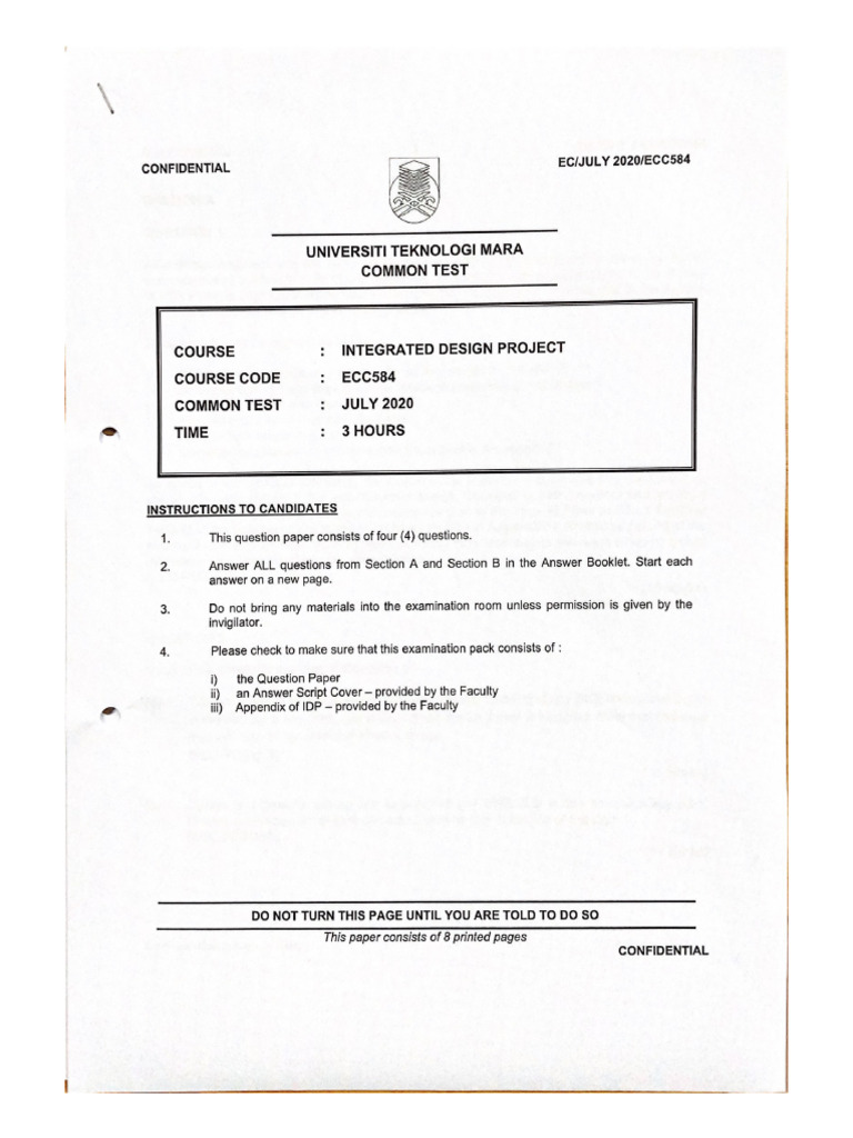 Ecc584 July 2020 Common Test | PDF