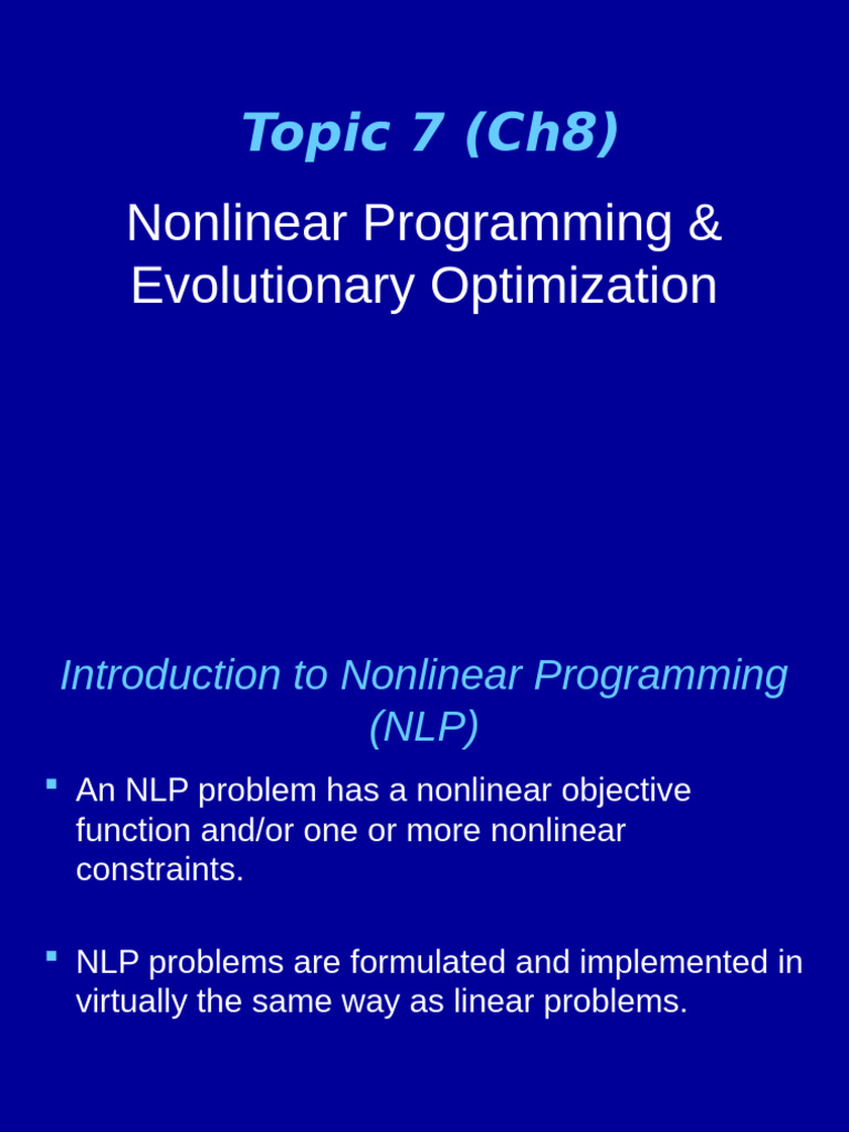 Topic 7 Chap08 Nlp Pdf Mathematical Optimization Applied Mathematics 