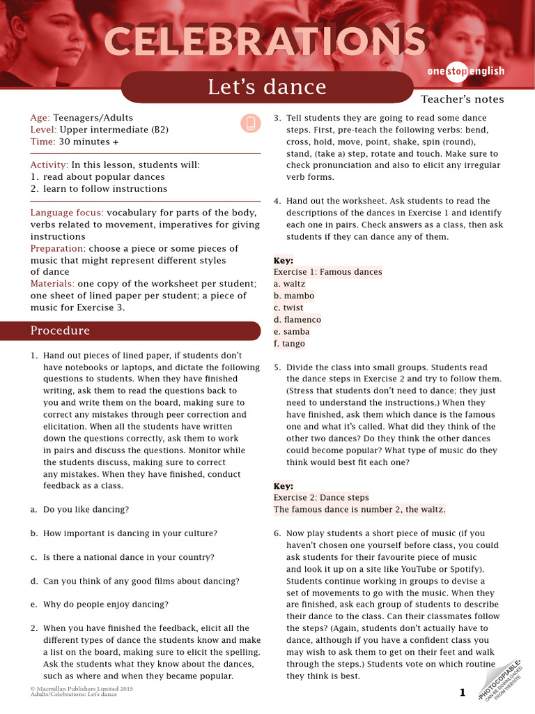 Dance Instruction Lesson Plan for Teens | PDF | Dances | Ballroom Dance