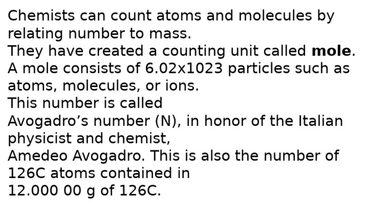 Understanding Moles and Avogadro's Number | PDF