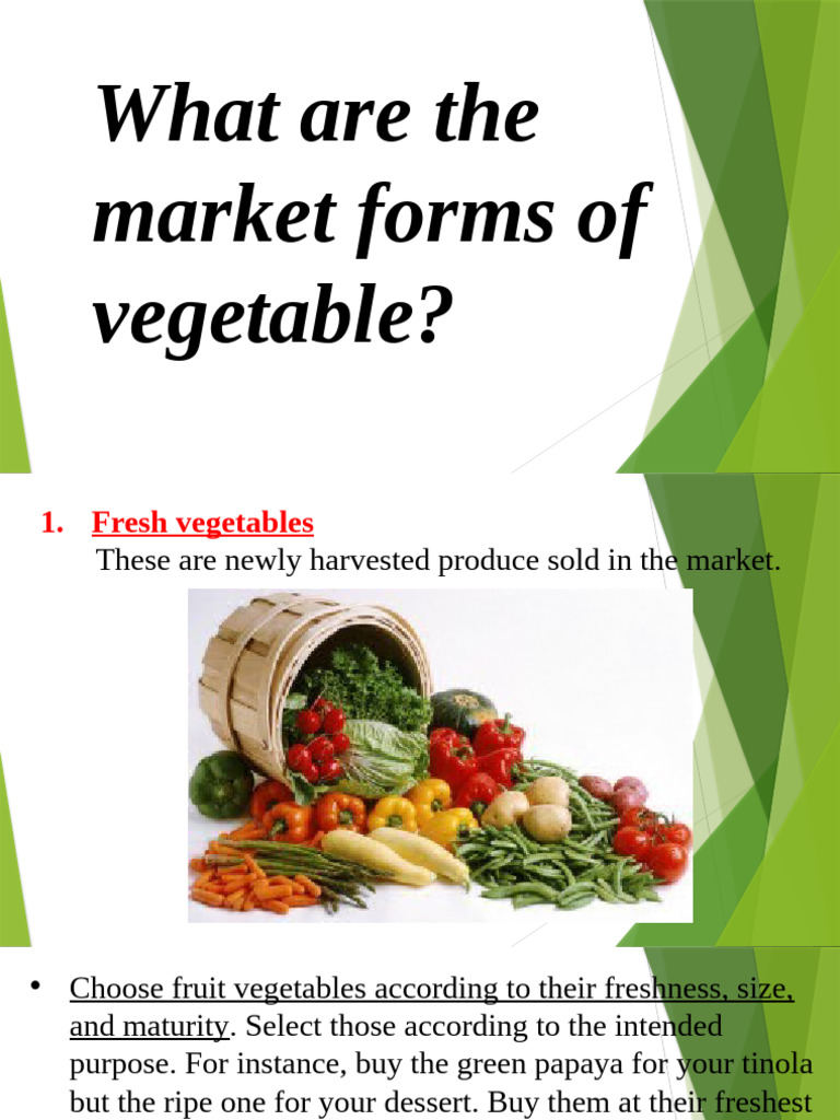 Types of Vegetable Market Forms | PDF | Vegetables | Foods