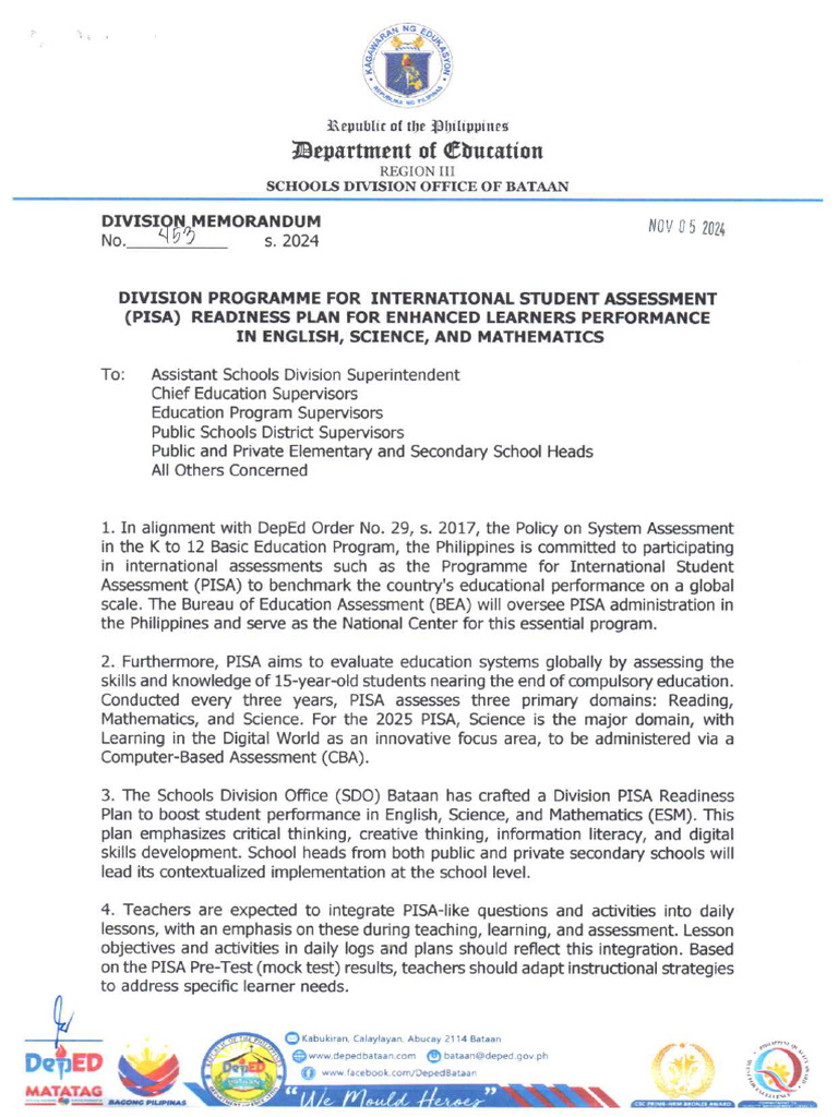 Division Memorandum No. 453 S. 2024 | PDF