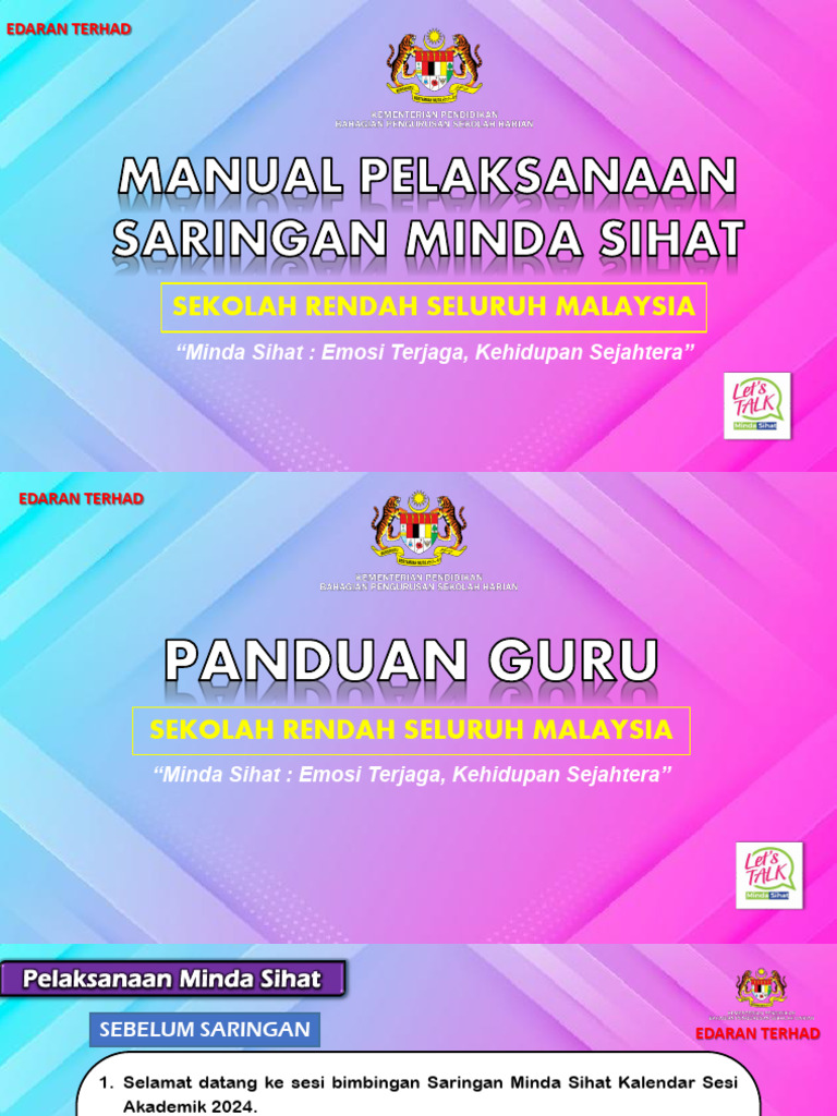 Manual Pelaksanaan Saringan Minda Sihat Sekolah Rendah 2024 1 | PDF
