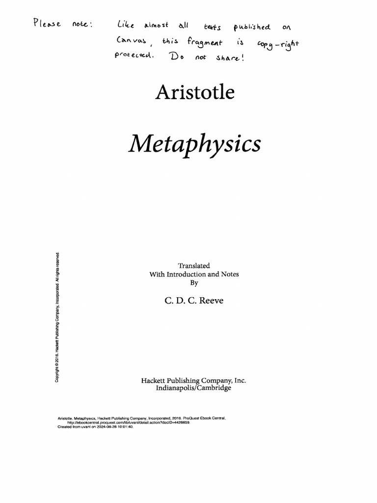 Aristotle Metaphysics Alpha CH 1&2 and Gamma CH 1&2 | PDF | Experience ...