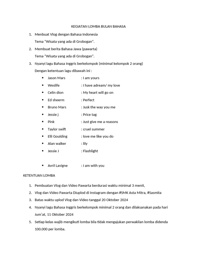 Lomba Bulan Bahasa | PDF | Seni