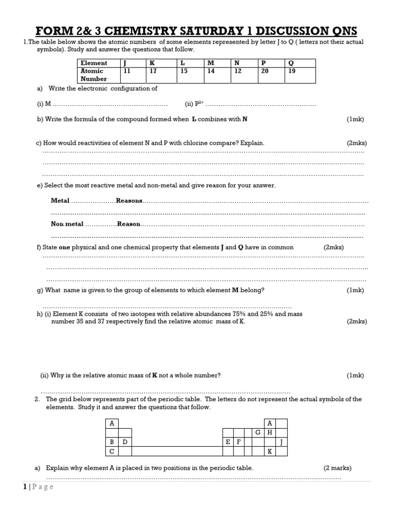 F 2 & 3 Chemistry Assignment. | PDF | Solubility | Chemical Elements
