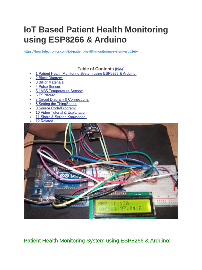 Iot Based Patient Health Monitoring Using Esp8266 Fyp Project Pdf Internet Of Things Arduino