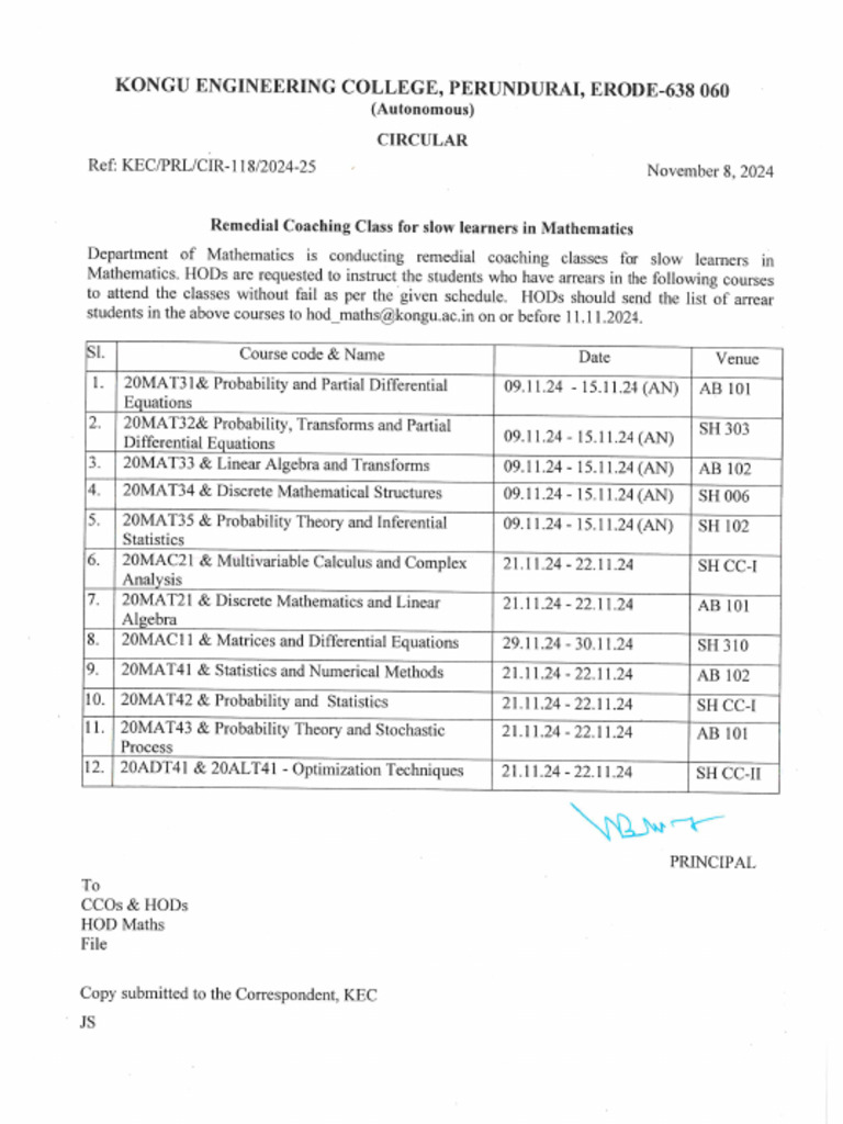 Circular 118 Remedial Coaching Class For Slow Learners in Mathematics-1 ...