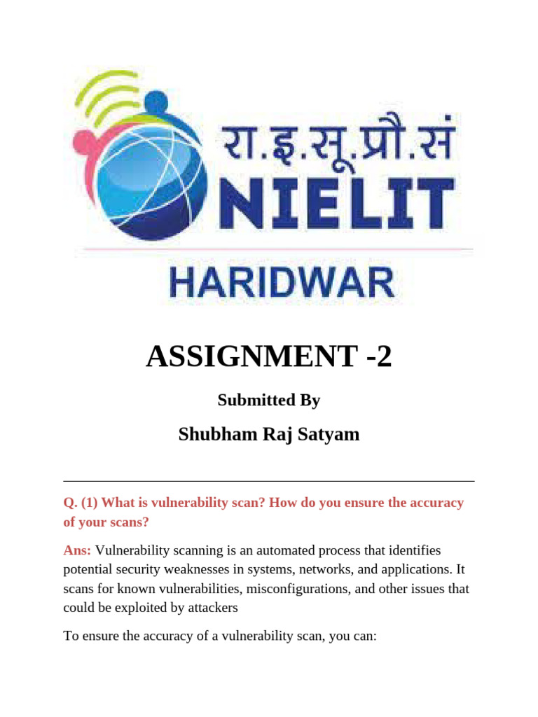 Assignment 2 Nielit | PDF | Vulnerability (Computing) | Image Scanner