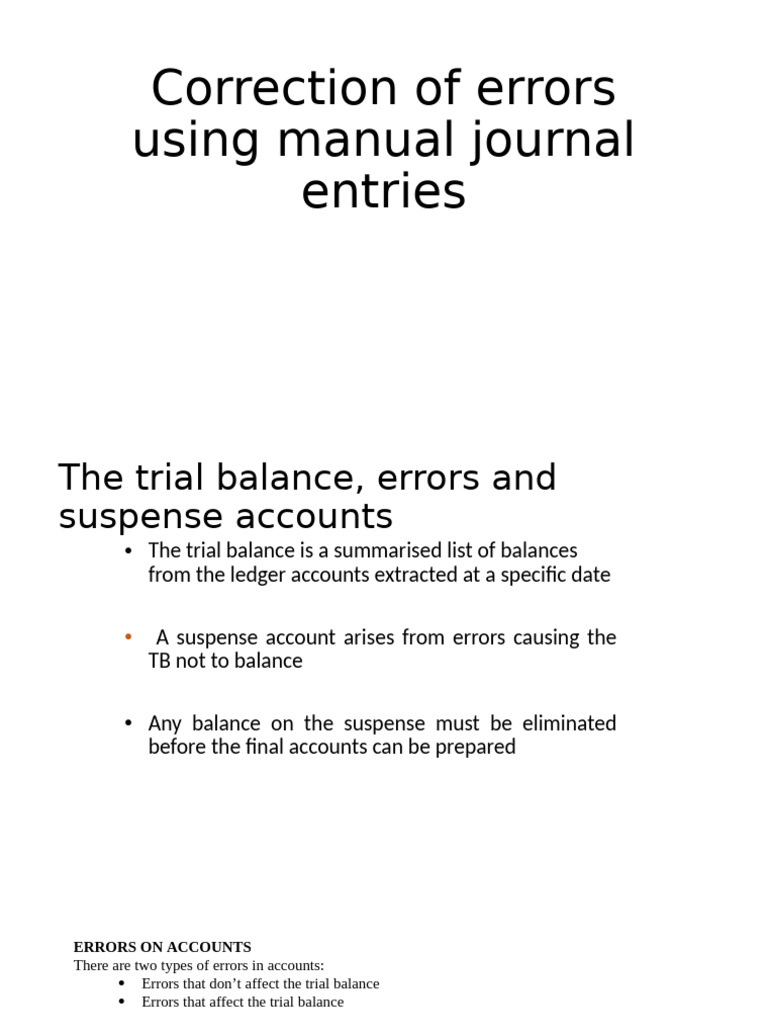 7 Correction of Errors Using Manual Journal Entries | PDF | Debits And ... 7 Correction of Errors Using Manual Journal Entries | PDF | Debits And ...