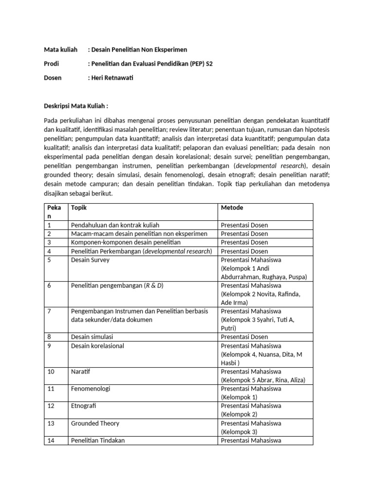 Desain Penelitian Non Eksperimen 2022 | PDF | Seni