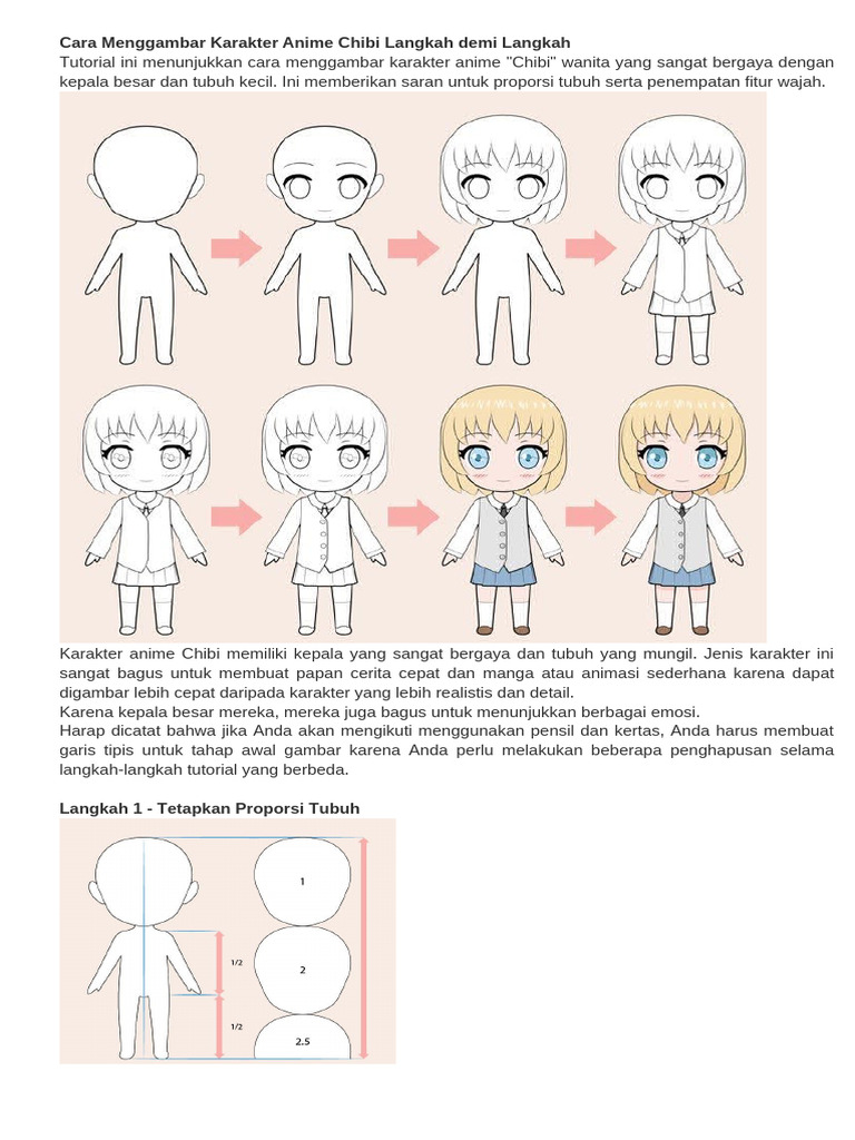 Cara Menggambar Karakter Anime Chibi Langkah Demi Langkah | PDF