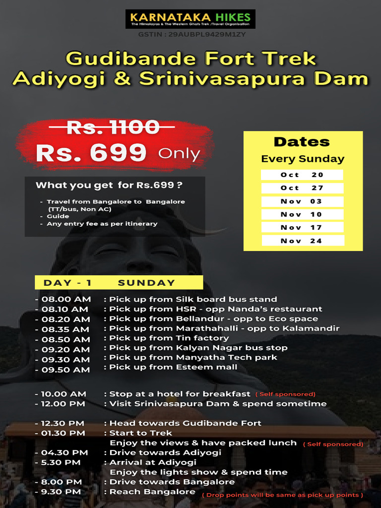 Gudibande Fort & Adiyogi Trek Guide | PDF