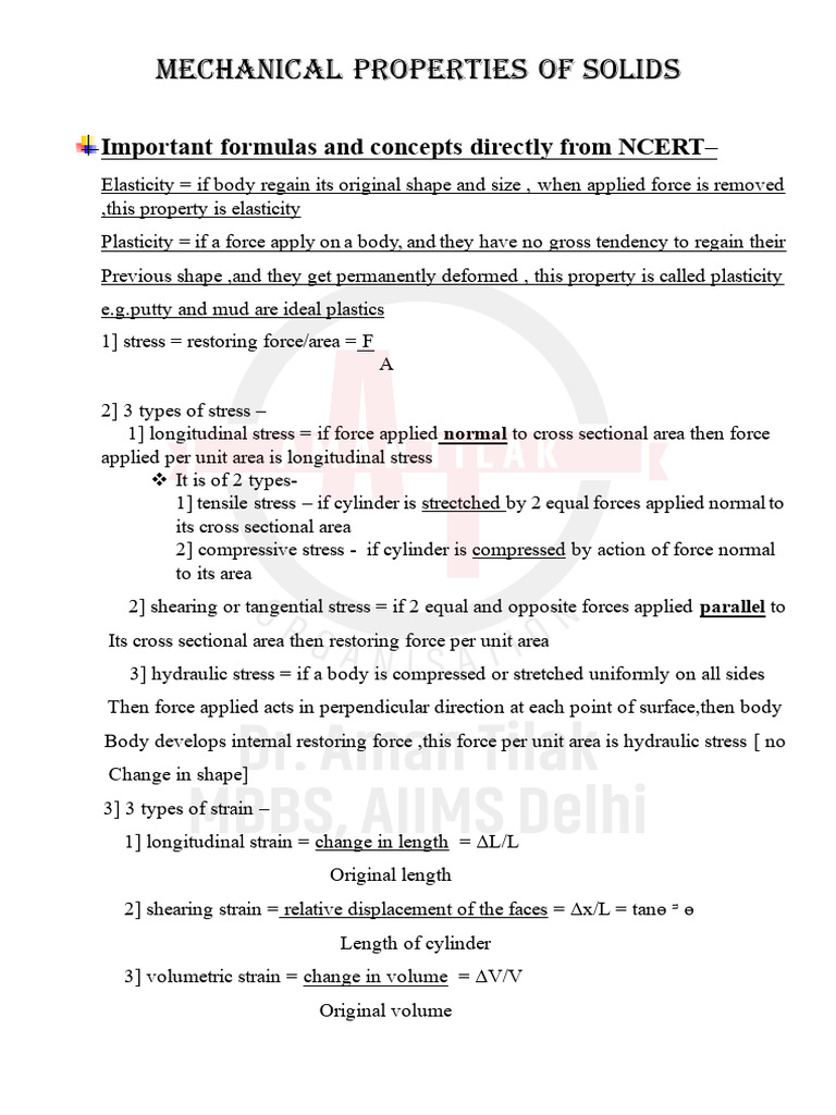 NSE 8. Mechanical Properties of Solids | PDF | Deformation (Engineering) | Elasticity (Physics)