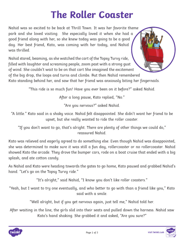 us2-e-153-the-roller-coaster-reading-activity-sheet-english | PDF