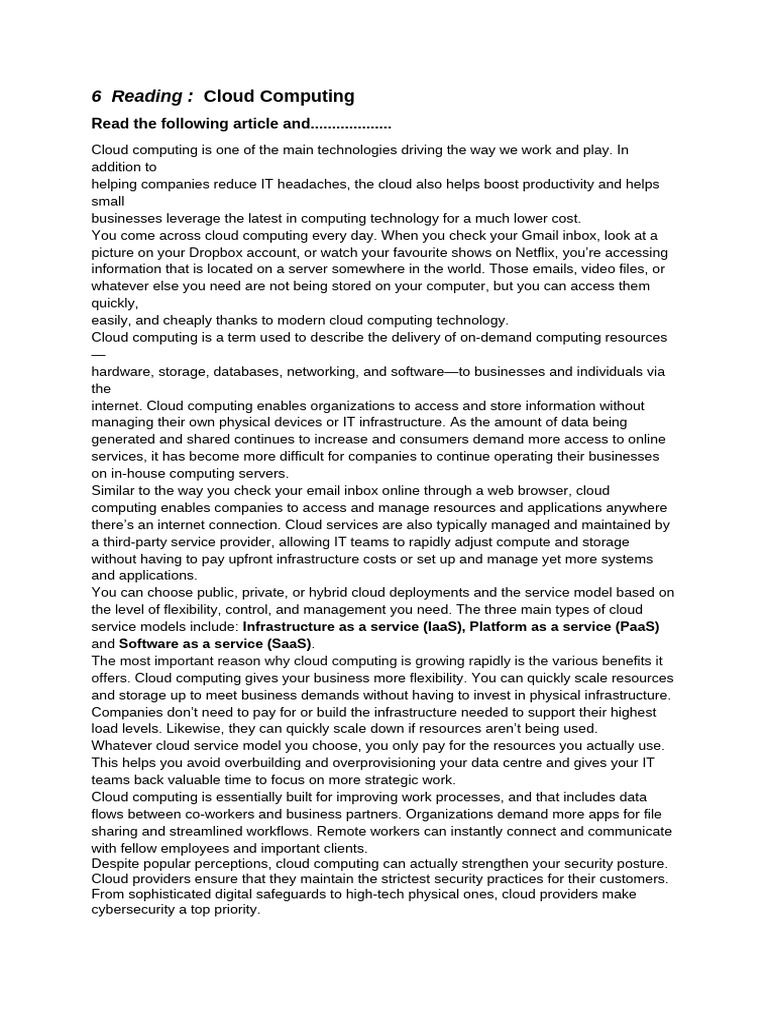 6 Reading The CLOUD | PDF | Cloud Computing | Computer Security