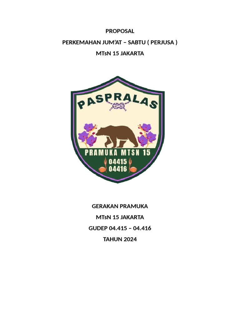Proposal Perkemahan Pramuka MTsN 15 | PDF