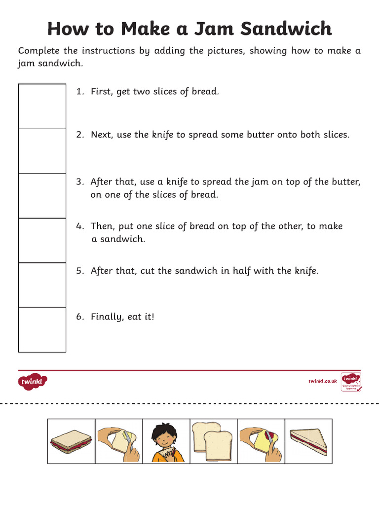 T C 7836 Differentiated How To Make A Jam Sandwich Activity Sheets | PDF