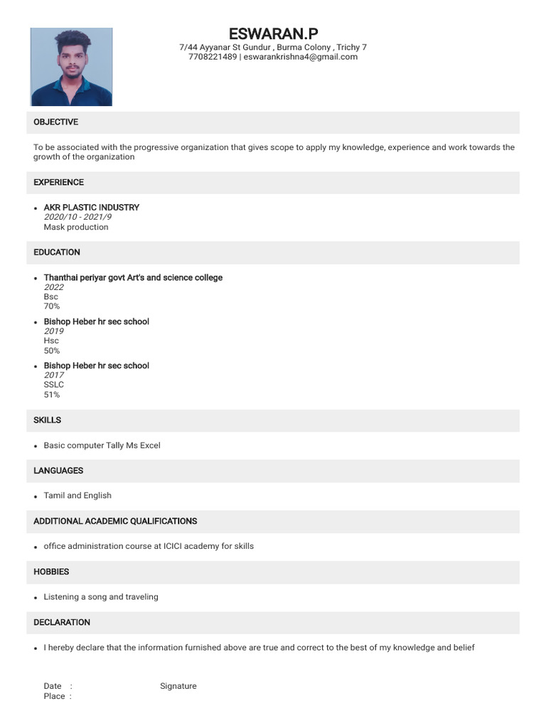 Resume Eswaran P | PDF