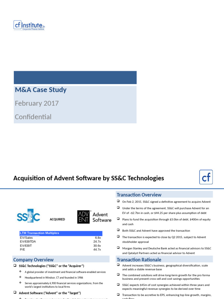 MA Case Study | PDF | Mergers And Acquisitions | Money