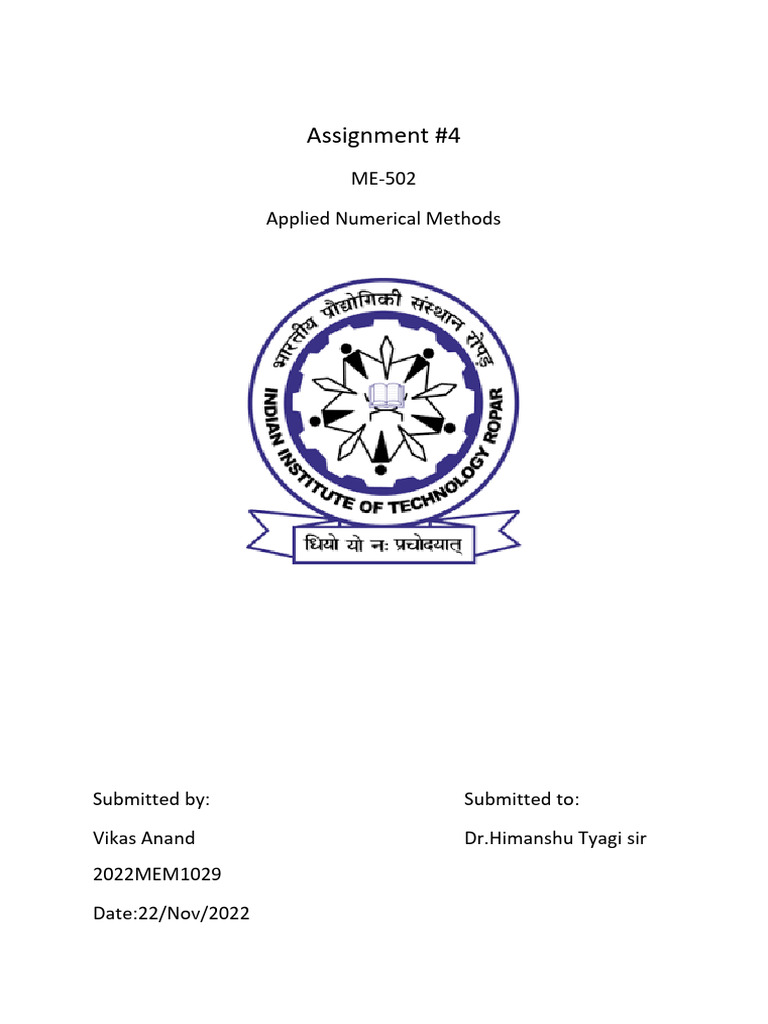 Numerical Methods Assignment | PDF