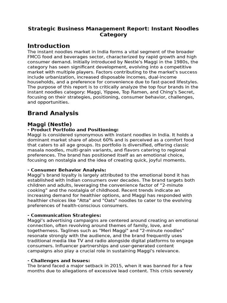 Strategic Business Management Report | PDF | Brand | Ramen
