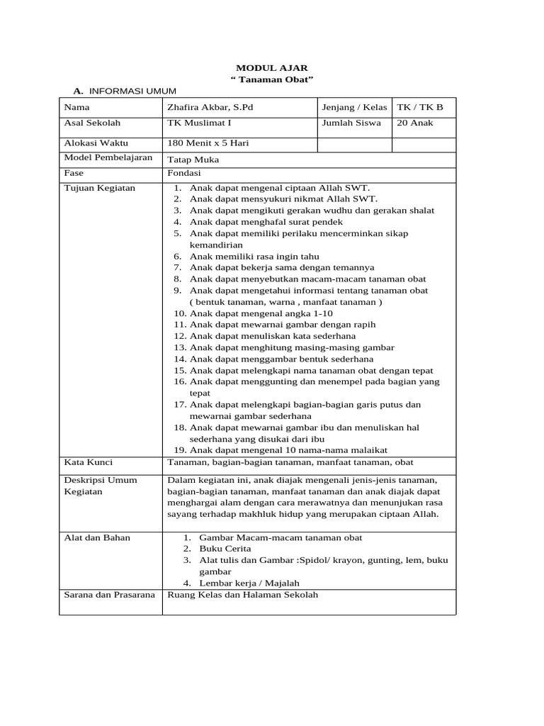 Minggu 13 Modul Ajar Tanaman Obat | PDF