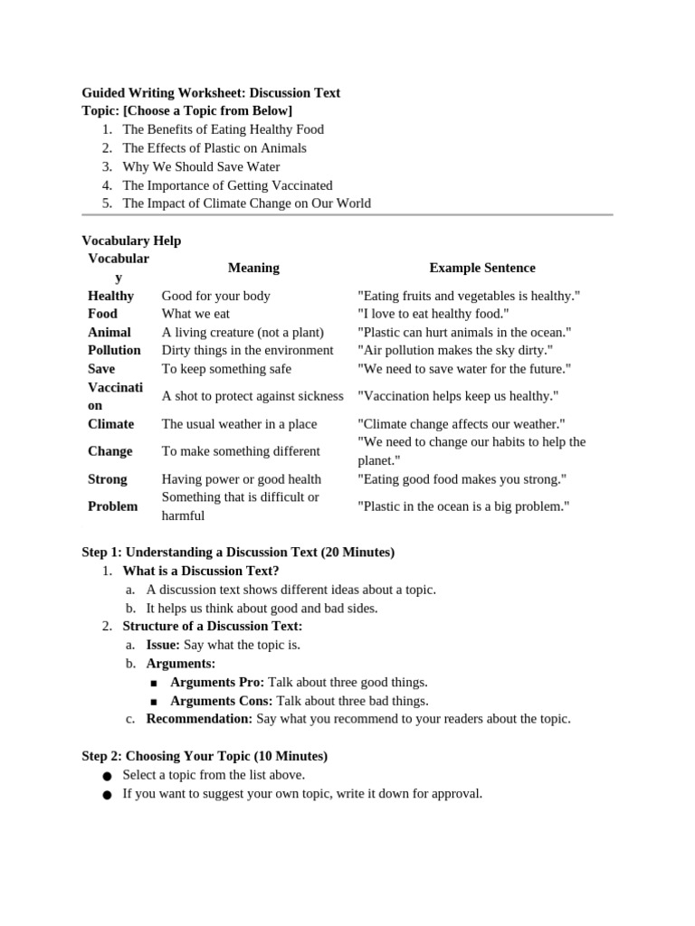 Guided Writing Worksheet 12 | PDF | Healthy Diet | Foods