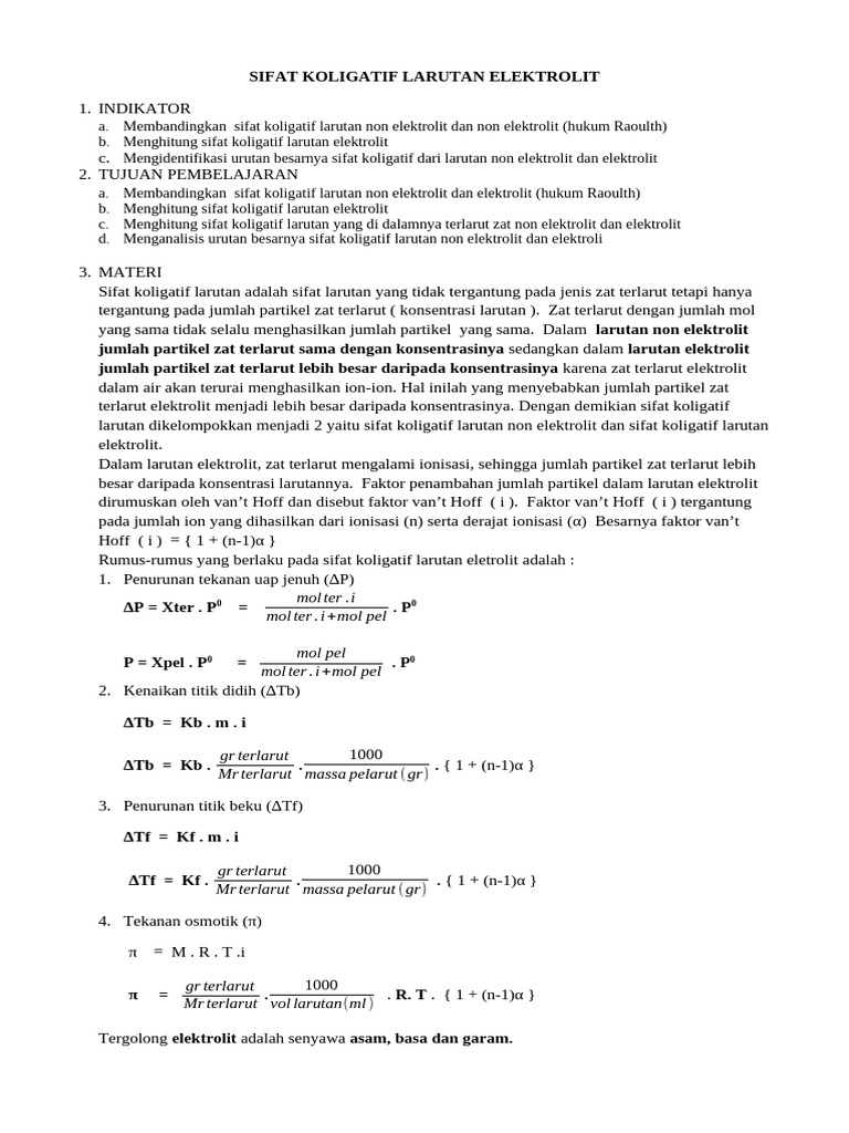 SIFAT KOLIGATIF LARUTAN - Pert 4 | PDF | Sains & Matematika