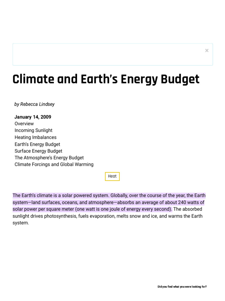 Earth's Energy Budget Explained | PDF | Greenhouse Effect | Atmosphere ...