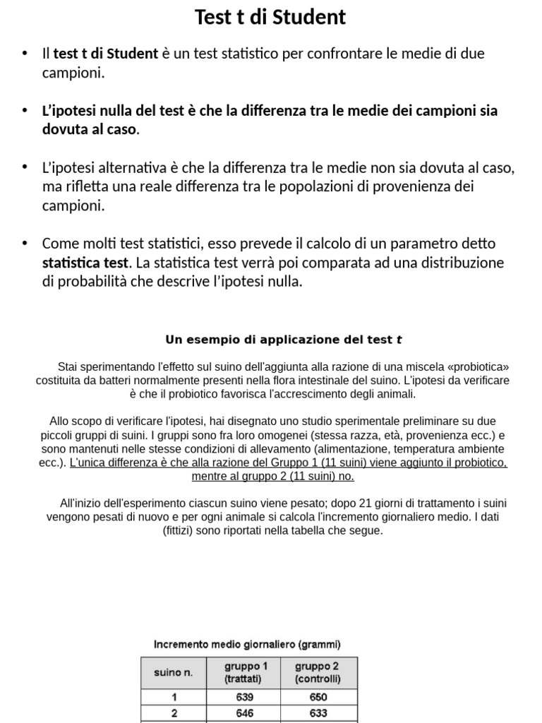 Statistica 2022 - Test T Di Student | PDF