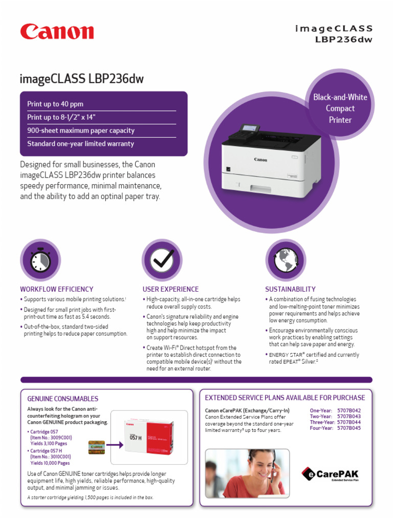 TT21. imageCLASS-LBP236dw-Brochure | PDF | Wi Fi | Printer (Computing)