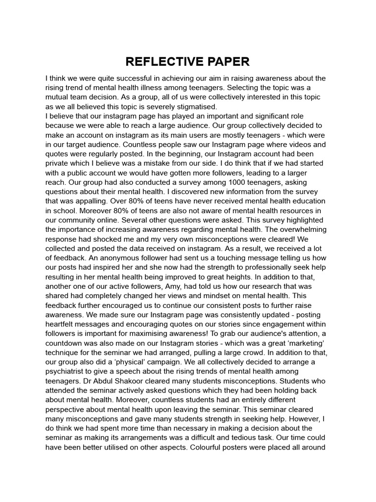 GP Reflective Paper Example | PDF | Adolescence | Mental Health